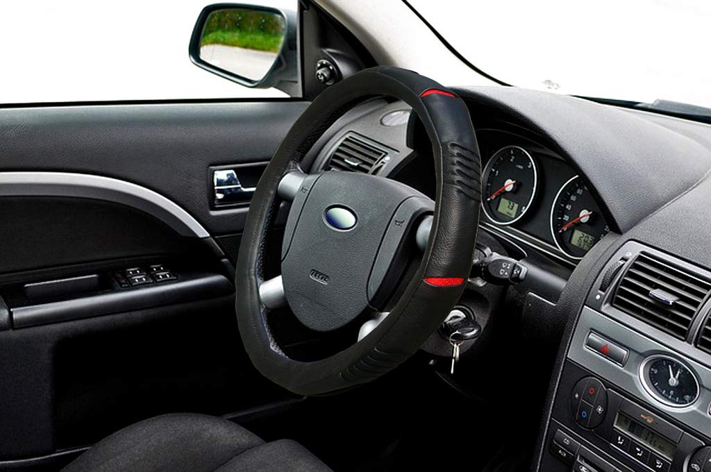 Ring Type Car Steering Wheel Cover Small (Diamond Plus Black Red) for ...