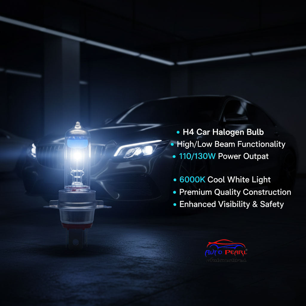 Auto Pearl 100W H4 Car Halogen Headlight Bulb, 12V, 6000K Bright White ...