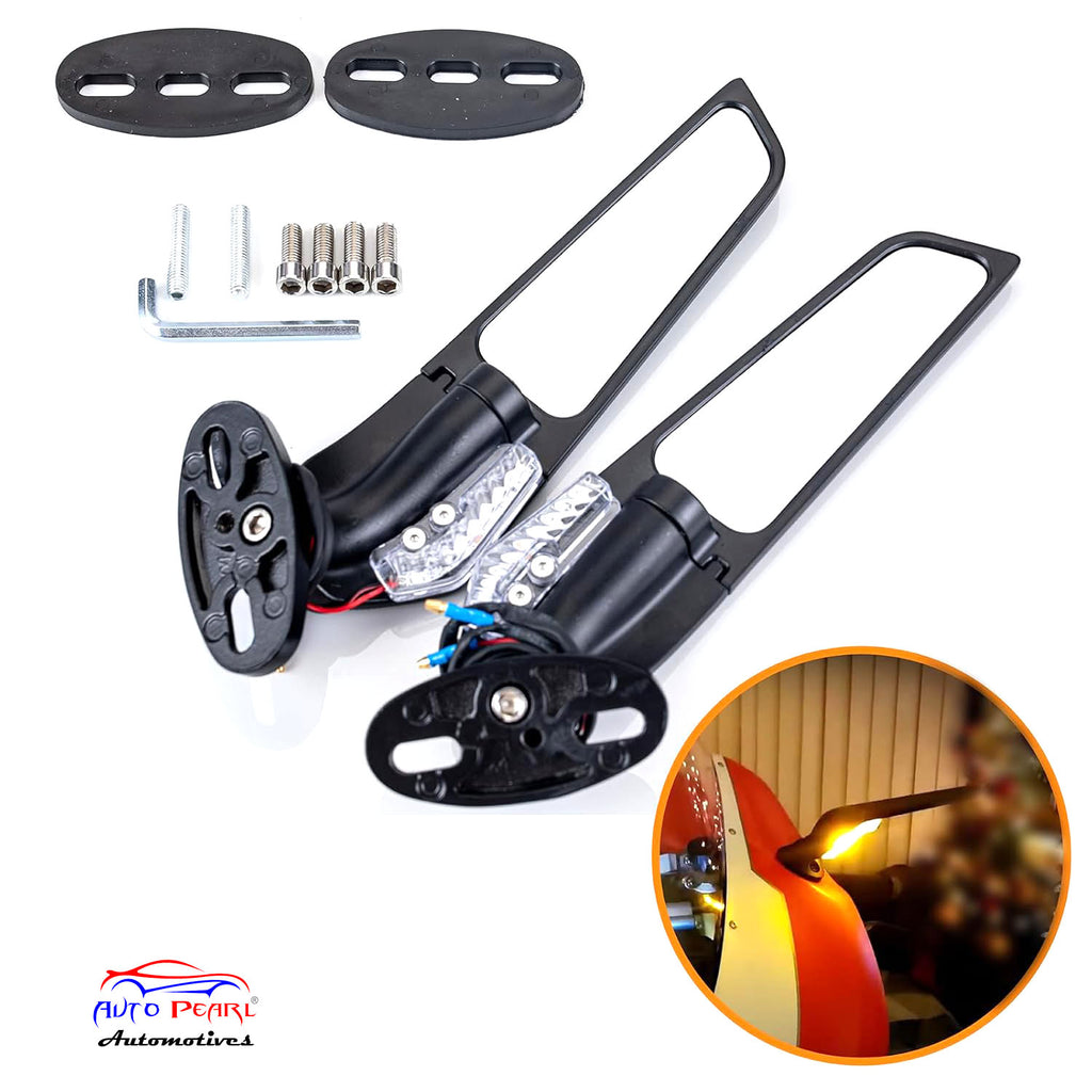 Auto Pearl Motorcycle Rear View Mirrors with LED Turn Signal Light Ste ...