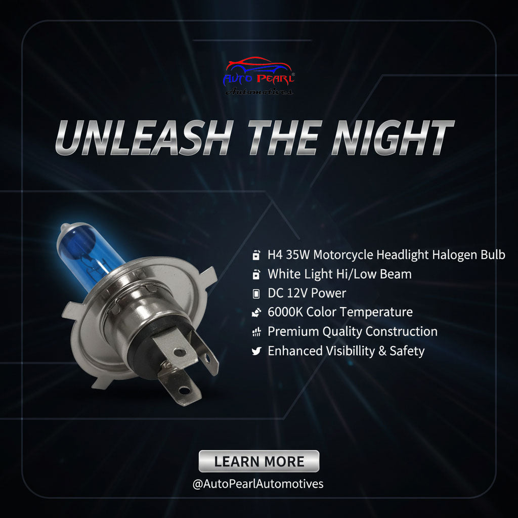 Auto Pearl H4 35W Motorcycle Headlight Halogen Bulb, White light Hi/Lo ...