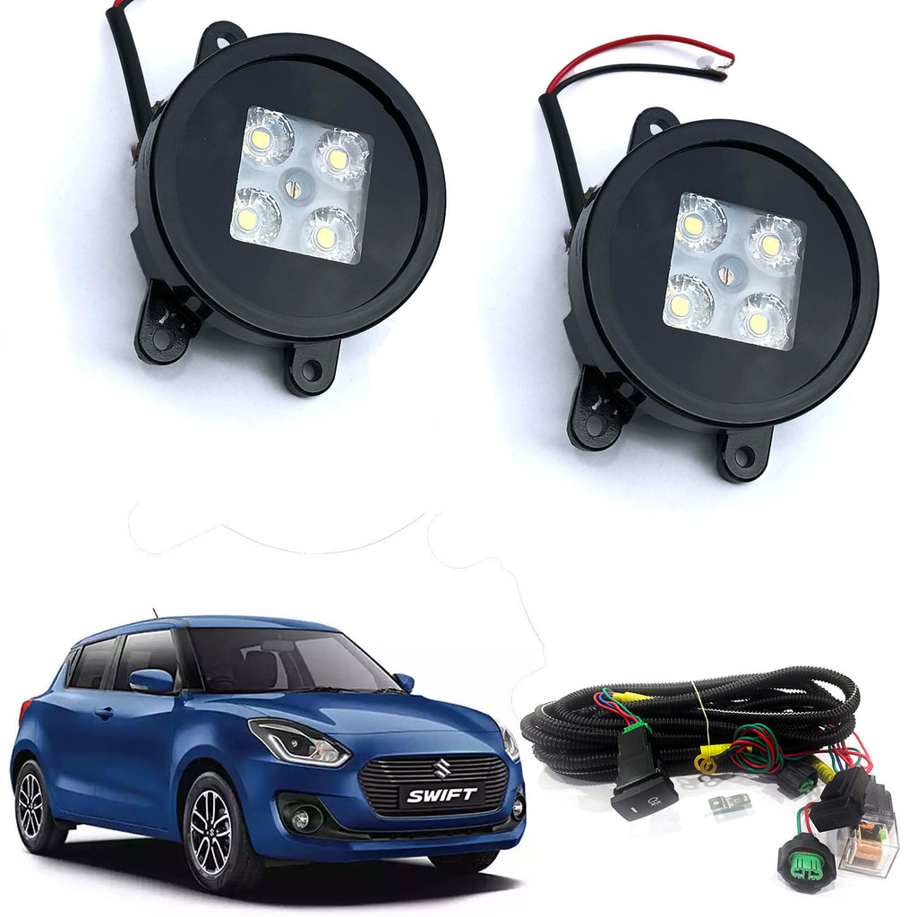 High Power Premium Quality 4 Led DRL Fog Lamp Assembly Black (Set of 2 ...