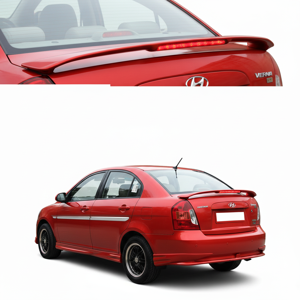 Hyundai Verna 2006-2010 Car Spoiler with Brake Light | Auto Pearl FRP ...